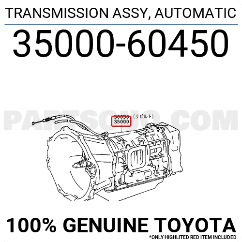 TRANSMISSION ASSY, AUTOMATIC 3500060450 | Toyota Parts | PartSouq