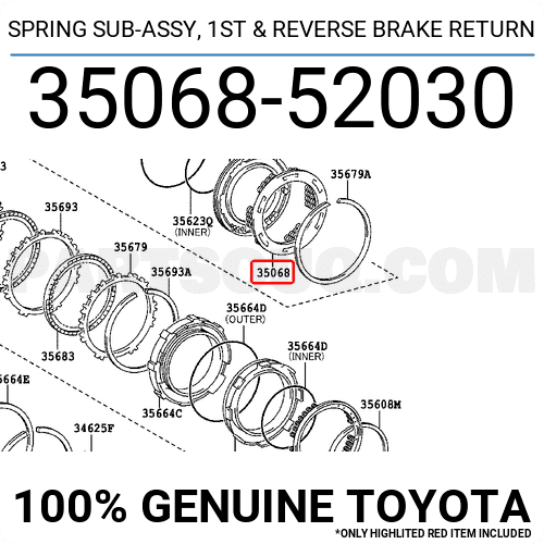 SPRING SUB-ASSY, 1ST & REVERSE BRAKE RETURN 3506852030 | Toyota Parts ...