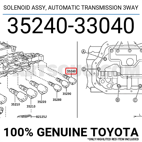 SOLENOID ASSY, AUTOMATIC TRANSMISSION 3WAY 3524033040 | Toyota Parts ...