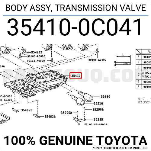 BODY ASSY, TRANSMISSION VALVE 354100C041 | Toyota Parts | PartSouq