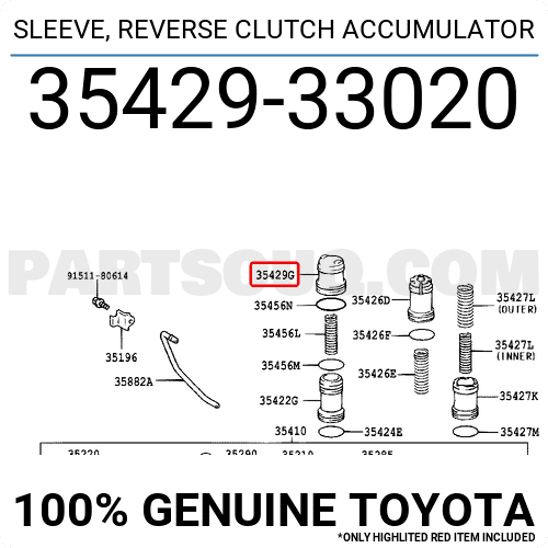 SLEEVE, REVERSE CLUTCH ACCUMULATOR 3542933020 | Toyota Parts | PartSouq