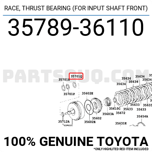 RACE, THRUST BEARING (FOR INPUT SHAFT FRONT) 3578936110 | Toyota Parts ...