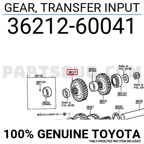 GEAR, TRANSFER INPUT 3621260041 | Toyota Parts | PartSouq