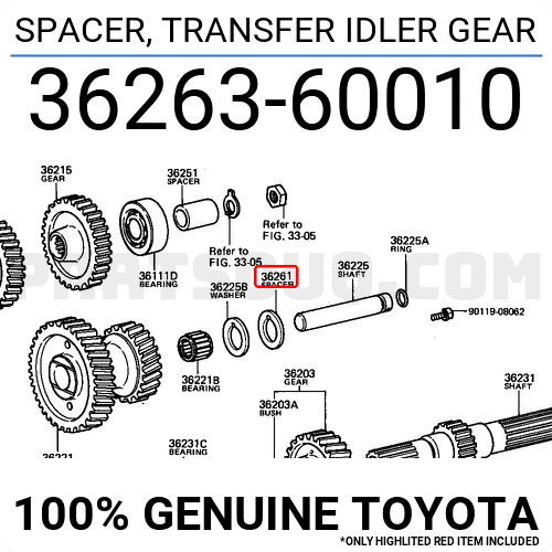 SPACER, TRANSFER IDLER GEAR 3626360010 | Toyota Parts | PartSouq
