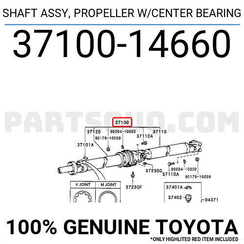 SHAFT ASSY, PROPELLER W/CENTER BEARING 3710014660 | Toyota Parts | PartSouq