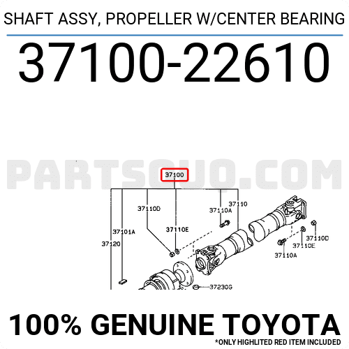 SHAFT ASSY, PROPELLER W/CENTER BEARING 3710022610 | Toyota Parts | PartSouq
