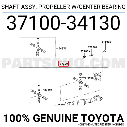 SHAFT ASSY, PROPELLER W/CENTER BEARING 3710034130 | Toyota Parts | PartSouq