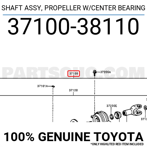 SHAFT ASSY, PROPELLER W/CENTER BEARING 3710038110 | Toyota Parts | PartSouq