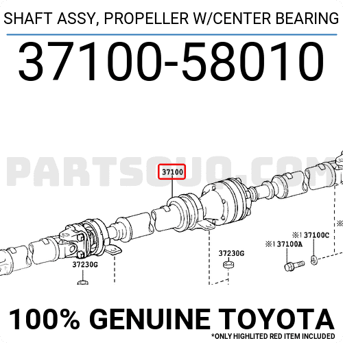 SHAFT ASSY, PROPELLER W/CENTER BEARING 3710058010 | Toyota Parts | PartSouq