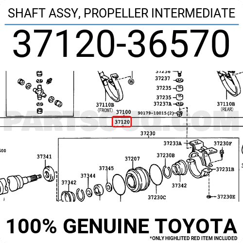 SHAFT ASSY, PROPELLER INTERMEDIATE 3712036570 | Toyota Parts | PartSouq