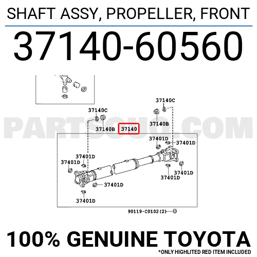SHAFT ASSY, PROPELLER, FRONT 3714060560 | Toyota Parts | PartSouq