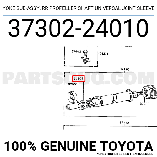 YOKE SUB-ASSY, RR PROPELLER SHAFT UNIVERSAL J0INT SLEEVE 3730224010 ...