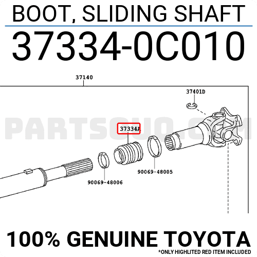 BOOT, SLIDING SHAFT 373340C010 | Toyota Parts | PartSouq