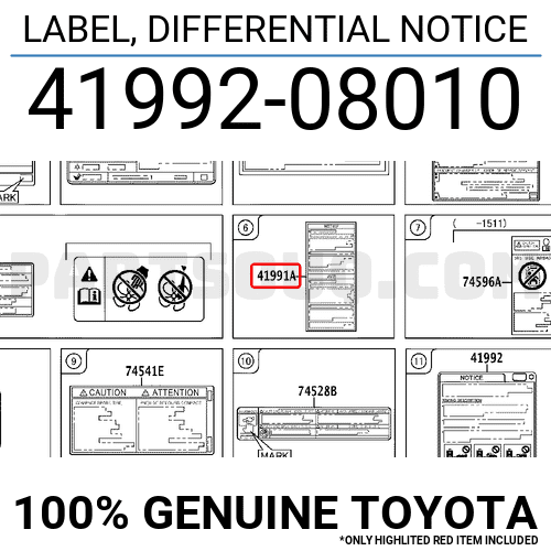 LABEL, DIFFERENTIAL NOTICE 4199208010 | Toyota Parts | PartSouq