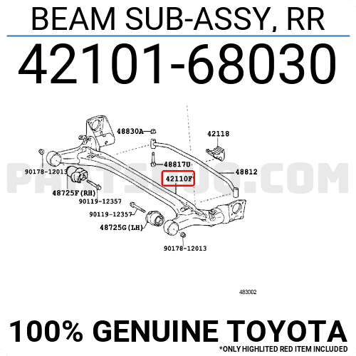 BEAM SUB-ASSY, RR 4210168030 | Toyota Parts | PartSouq