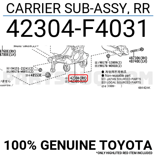 CARRIER SUB-ASSY, RR 42304F4031 | Toyota Parts | PartSouq
