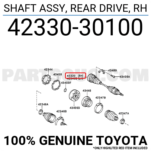 SHAFT ASSY, REAR DRIVE, RH 4233030100 | Toyota Parts | PartSouq