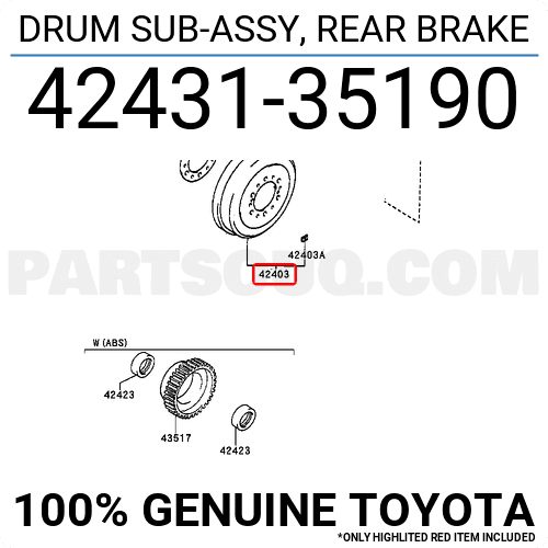 DRUM SUB-ASSY, REAR BRAKE 4243135190 | Toyota Parts | PartSouq
