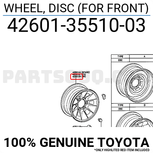 WHEEL, DISC (FOR FRONT) 426013551003 | Toyota Parts | PartSouq