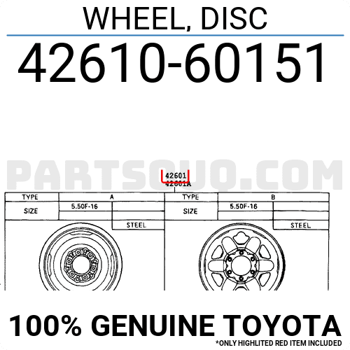 WHEEL, DISC 4261060151 | Toyota Parts | PartSouq