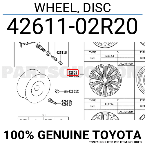 WHEEL, DISC 4261102R20 | Toyota Parts | PartSouq