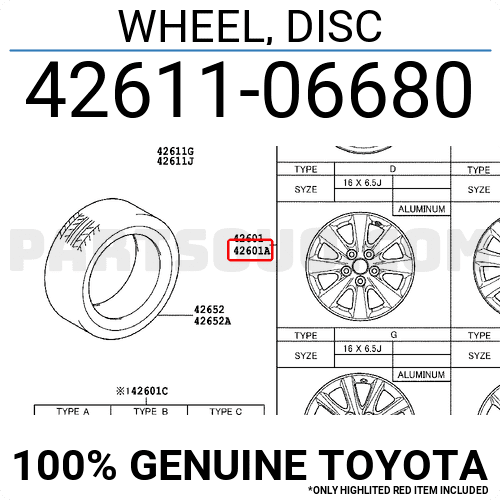 WHEEL, DISC 4261106680 | Toyota Parts | PartSouq
