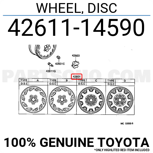 WHEEL, DISC 4261114590 | Toyota Parts | PartSouq