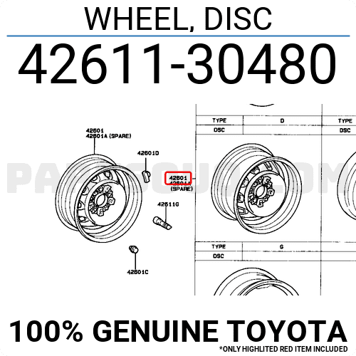 WHEEL, DISC 4261130480 | Toyota Parts | PartSouq