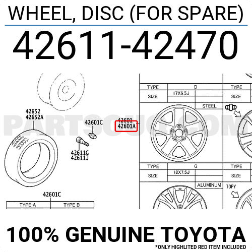 WHEEL, DISC (FOR SPARE) 4261142470 | Toyota Parts | PartSouq