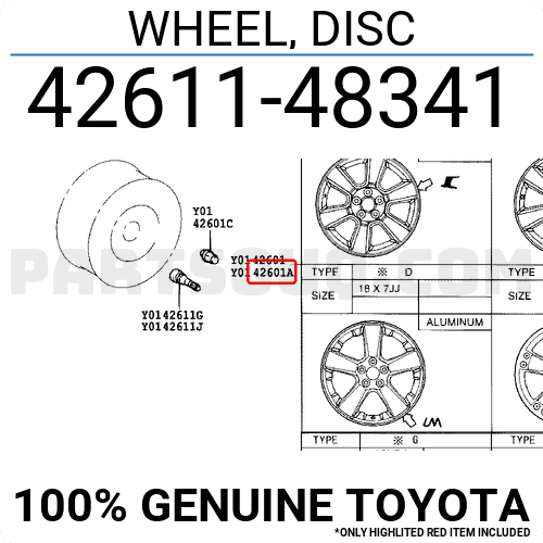 WHEEL, DISC 4261148341 | Toyota Parts | PartSouq