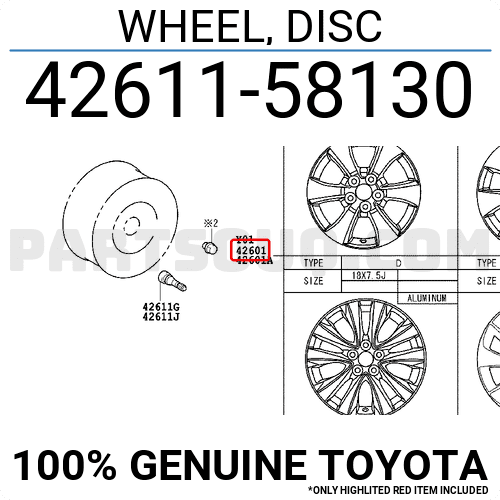 WHEEL, DISC 4261158130 | Toyota Parts | PartSouq