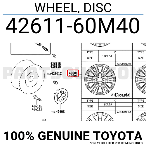 WHEEL, DISC 4261160M40 | Toyota Parts | PartSouq