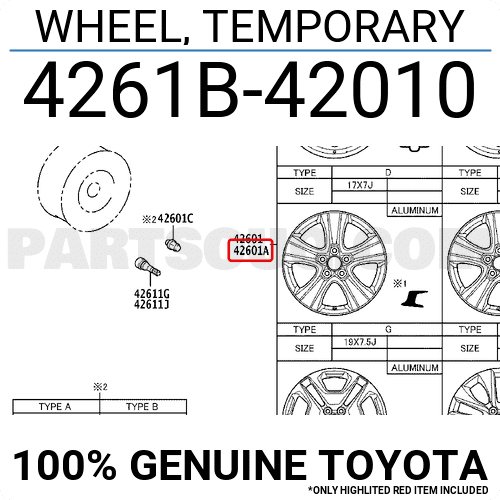 WHEEL, TEMPORARY 4261B42010 | Toyota Parts | PartSouq