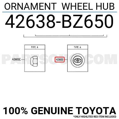 ORNAMENT WHEEL HUB 42638BZ650 | Toyota Parts | PartSouq