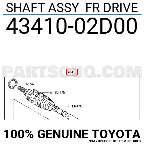 SHAFT ASSY FR DRIVE 4341002D00 | Toyota Parts | PartSouq
