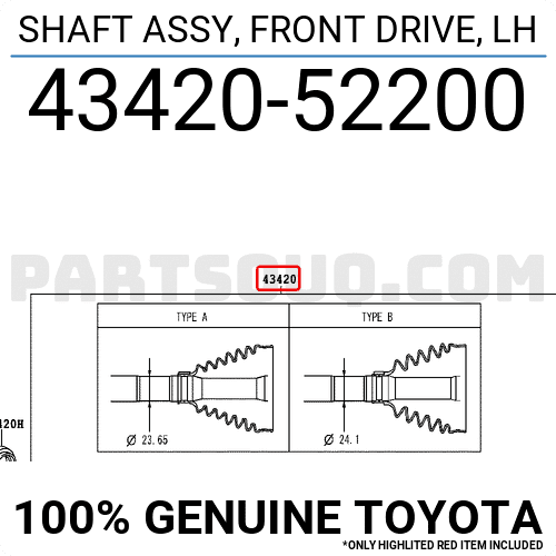 SHAFT ASSY, FRONT DRIVE, LH 4342052200 | Toyota Parts | PartSouq