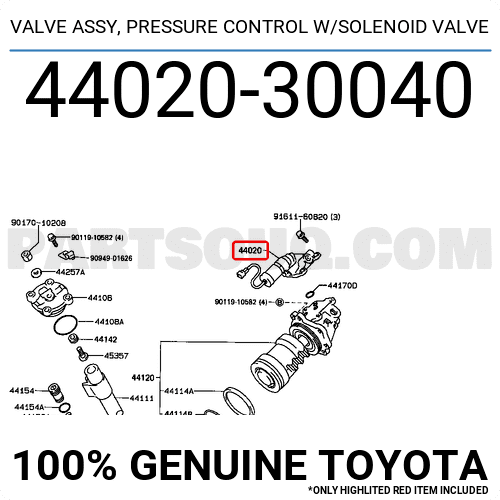 VALVE ASSY, PRESSURE CONTROL W/SOLENOID VALVE 4402030040 | Toyota Parts ...
