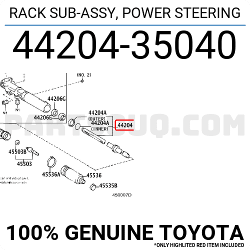 RACK SUB-ASSY, POWER STEERING 4420435040 | Toyota Parts | PartSouq