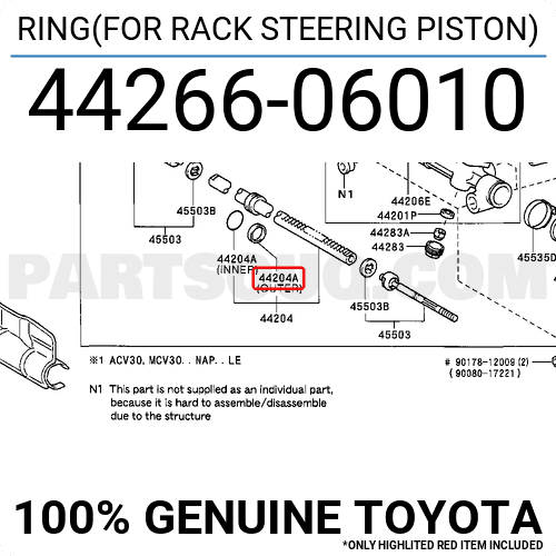 RING(FOR RACK STEERING PISTON) 4426606010 | Toyota Parts | PartSouq