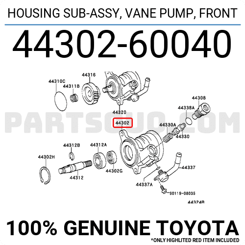 HOUSING SUB-ASSY, VANE PUMP, FRONT 4430260040 | Toyota Parts | PartSouq
