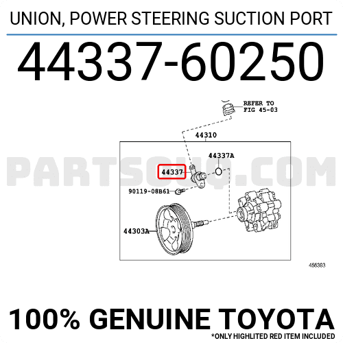 UNION, POWER STEERING SUCTION PORT 4433760250 | Toyota Parts | PartSouq