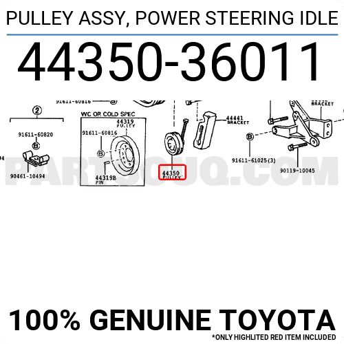 PULLEY ASSY, POWER STEERING IDLE 4435036011 | Toyota Parts | PartSouq