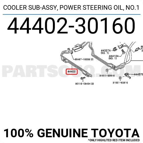 COOLER SUB-ASSY, POWER STEERING OIL, NO.1 4440230160 | Toyota Parts ...