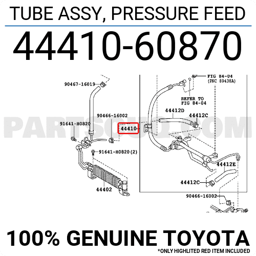 TUBE ASSY, PRESSURE FEED 4441060870 | Toyota Parts | PartSouq