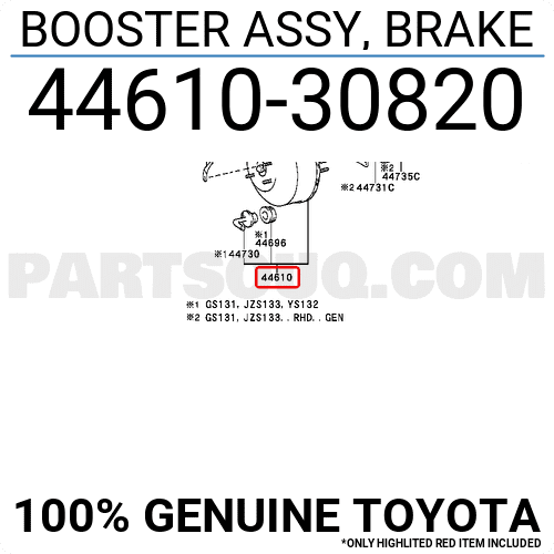 BOOSTER ASSY, BRAKE 4461030820 | Toyota Parts | PartSouq