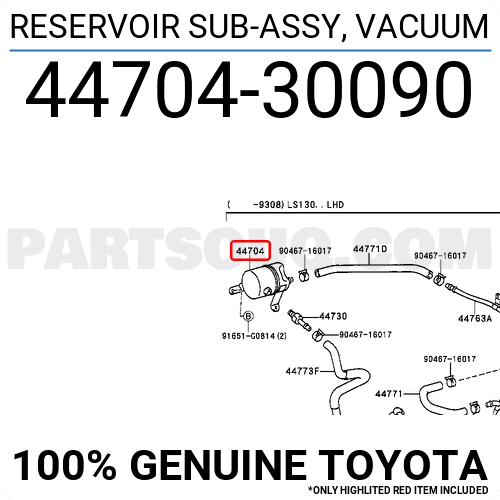 RESERVOIR SUB-ASSY, VACUUM 4470430090 | Toyota Parts | PartSouq