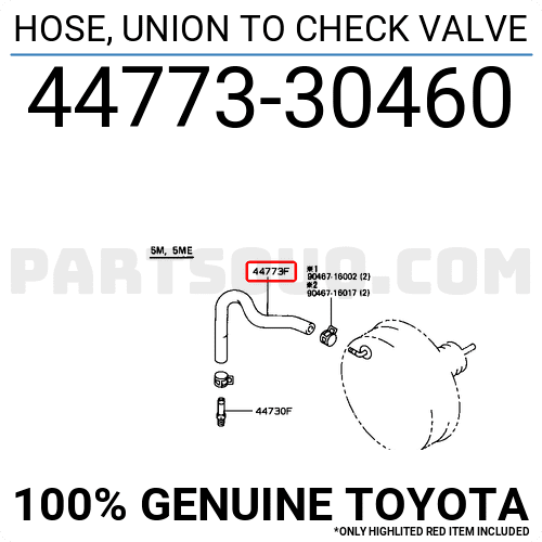 HOSE, UNION TO CHECK VALVE 4477330460 | Toyota Parts | PartSouq