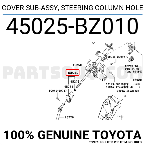 COVER SUB-ASSY, STEERING COLUMN HOLE 45025BZ010 | Toyota Parts | PartSouq