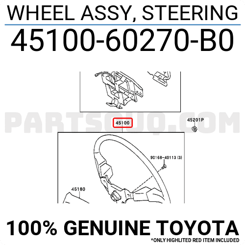 WHEEL ASSY, STEERING 4510060270B0 | Toyota Parts | PartSouq