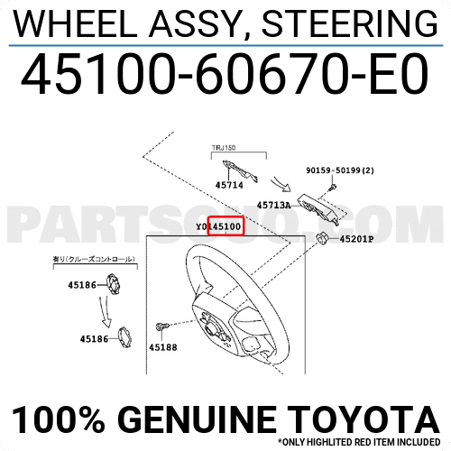 WHEEL ASSY, STEERING 4510060670E0 | Toyota Parts | PartSouq